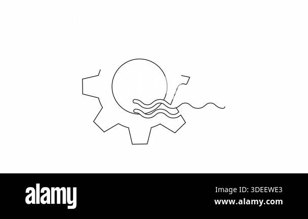 Gear icon with a bottle in wavy lines all in a simple black outline on ...