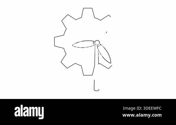 A wind turbine sits in a gear a symbol of energy production Stock Video ...