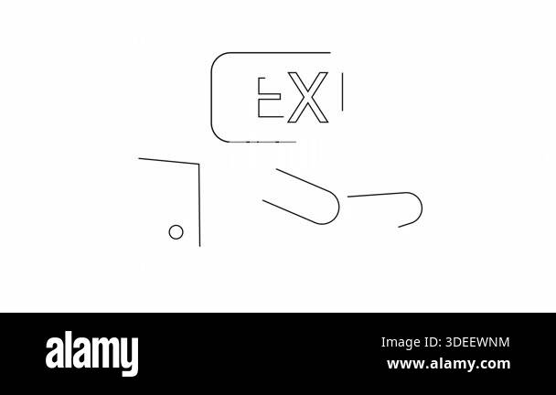 A hand presents an EXIT sign in a line drawing Stock Video Footage - Alamy