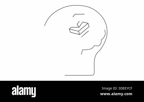 A line drawing of a head with a brain containing stacked rectangular ...