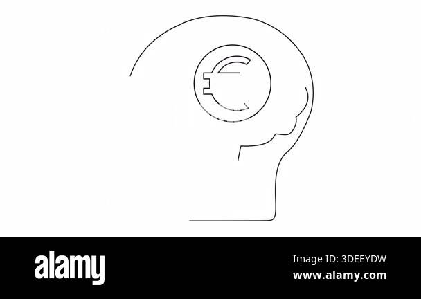 Head outline with brain containing a Euro currency symbol Stock Video ...