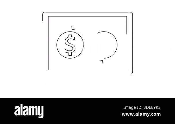 A lineart drawing of a laptop with dollar and Indonesian Rupiah ...