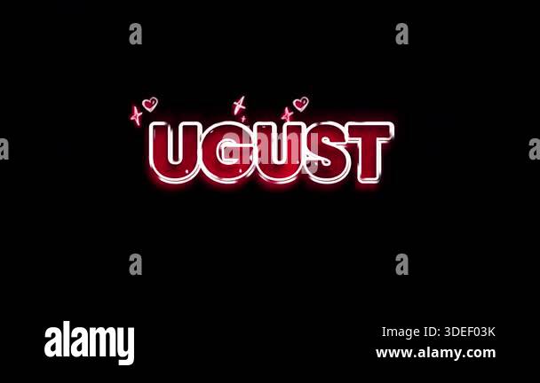 Animated text effect of the name of the month of August moving Stock ...
