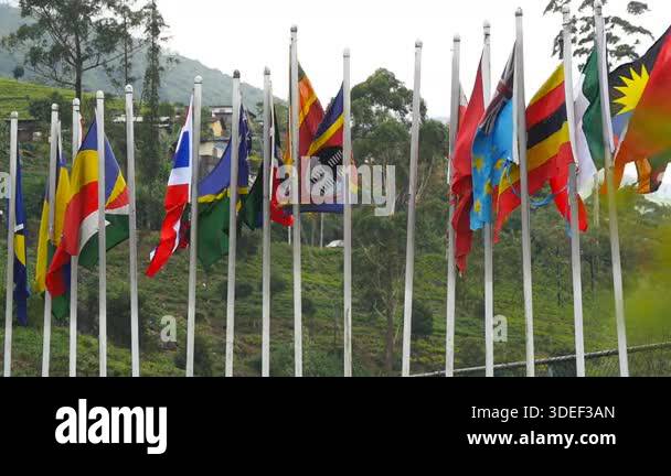 Many various bright and world national flags of different countries ...