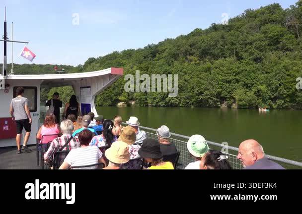 Brno, Czech Republic - August 16, 2025 - Brno Dam - Tourists enjoy a ...