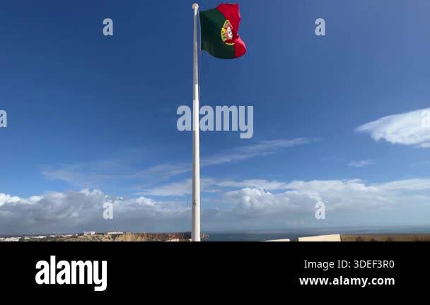 Flag of Portugal on the Fortaleza de Sagres Stock Video Footage - Alamy