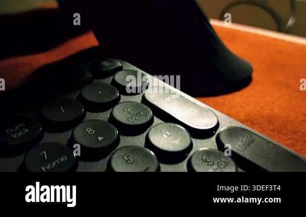 Keyboard and mouse. Workstation for freelancer. Black keyboard with ...