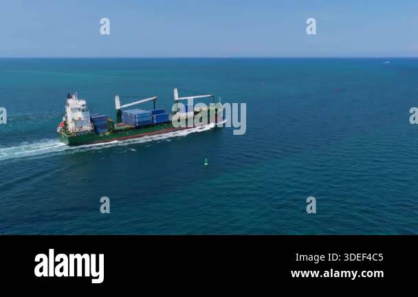 Miami, Florida, USA - May 31, 2025: Freight container loaded on cargo ...