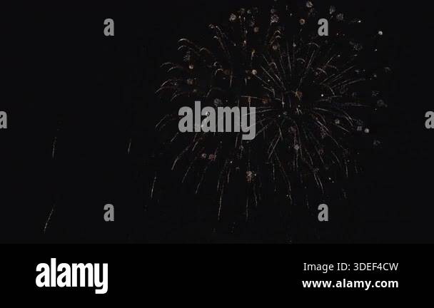 Fireworks on holiday celebration, 4k footage. Happy new year eve ...