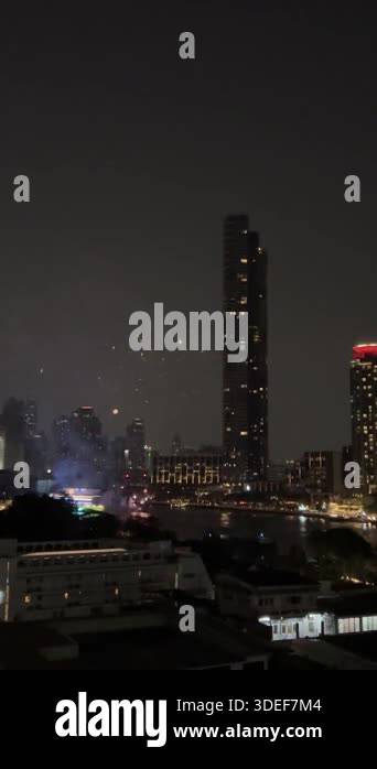 Fireworks at the chao phraya river in Bangkok, Thailand Stock Video ...