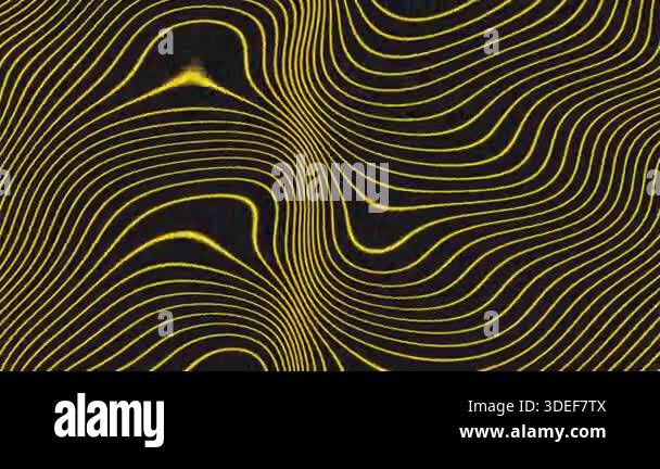 A loop animation wavy line background,black and yellow color with noise ...