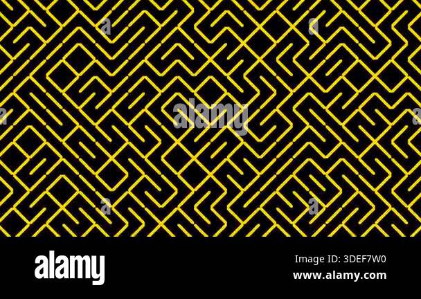A loop animation geometric line pattern background,black and yellow ...