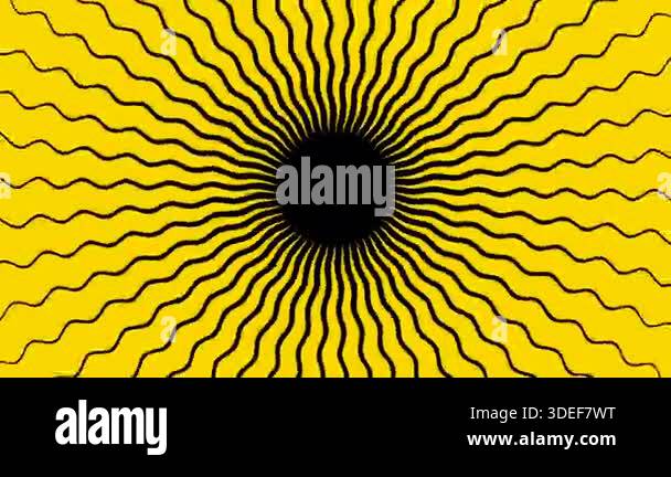 A loop animation wavy rays background,black and yellow color with ...