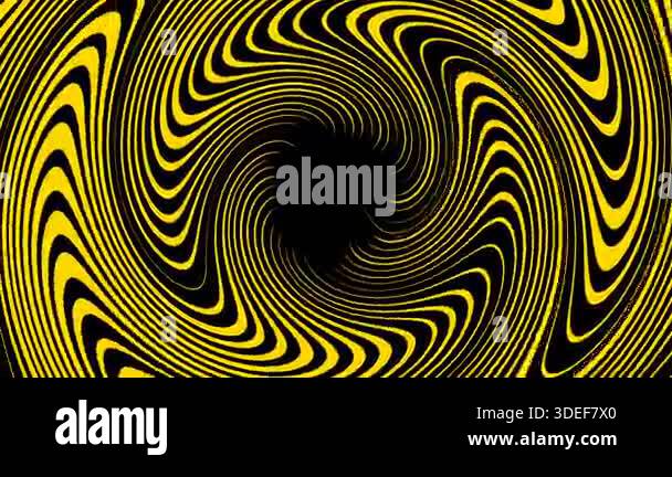 A loop animation optical illusion swirl background,black and yellow ...