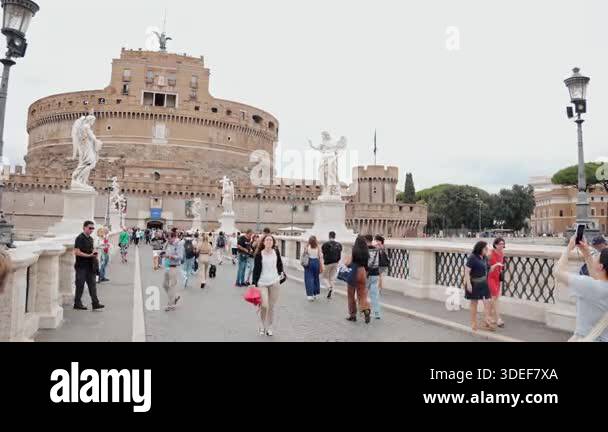 Rome, Italy - 25 September, 2025. Visiting Ponte Sant Angelo Roman ...