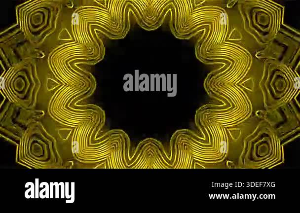 A loop animation abstract mandala background,black and yellow color ...