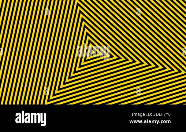 A loop animation hypnotic triangle pattern background,black and yellow ...