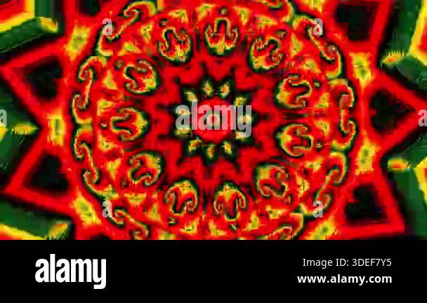 A loop animation psychedelic kaleidoscope background with motion blur ...