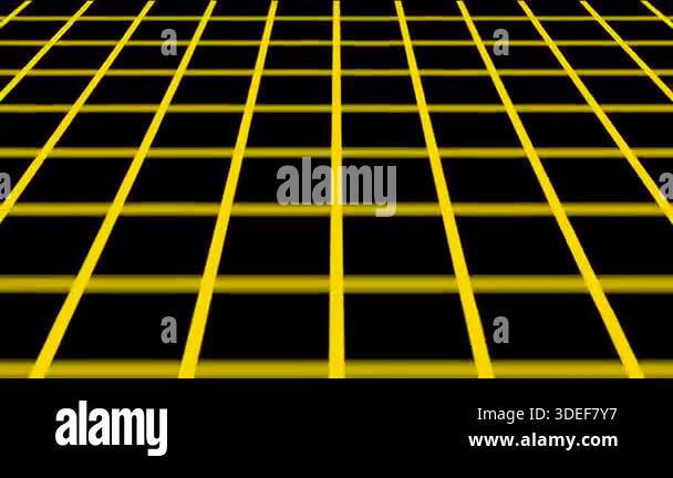 A loop animation grid lines pattern background,black and yellow color ...
