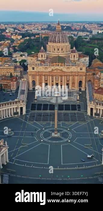 Aerial shot of the Vatican city state in Rome, Italy. Drone view of ...