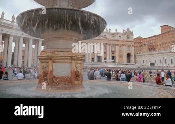 Vatican, Rome - 25 September, 2025. St. Peters Square Fountain with ...
