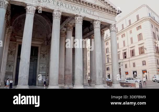 Rome, Italy - 25.09.2025. Pantheon in Rome, monumental portico, massive ...