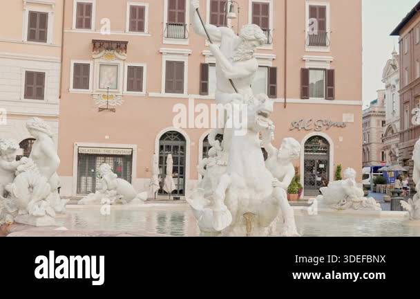 Rome, Italy - 25 September, 2025. Fountain of Neptune in Piazza Navona ...