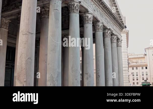 Pantheon in Rome, monumental portico, massive granite columns, iconic ...