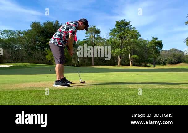 A golfer putting on a sunny day Stock Video Footage - Alamy