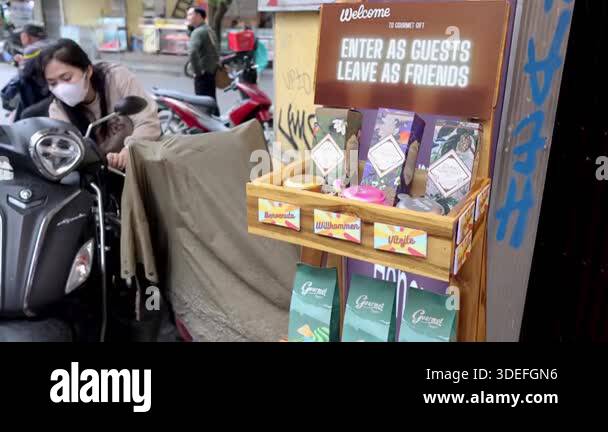 Coffee beans and motorbikes in Hanoi street Stock Video Footage - Alamy