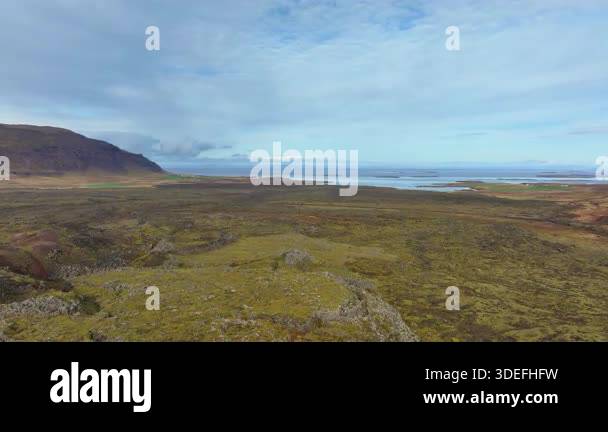 Aerial view of an area with former volcanic activity and craters ...