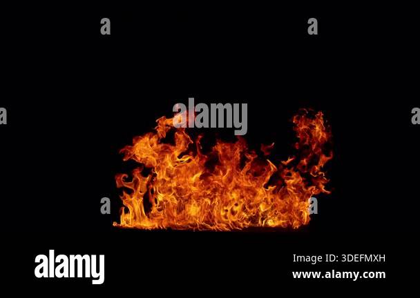 Burning Fire Isolated on Black Background. Filmed on High Speed Cinema ...