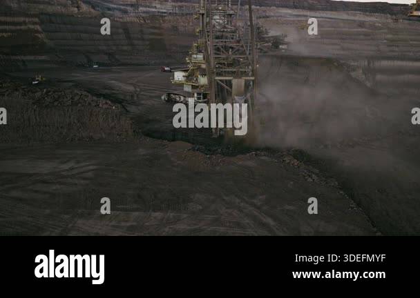 A large bucket wheel excavator in a lignite brown coal mine Stock Video ...