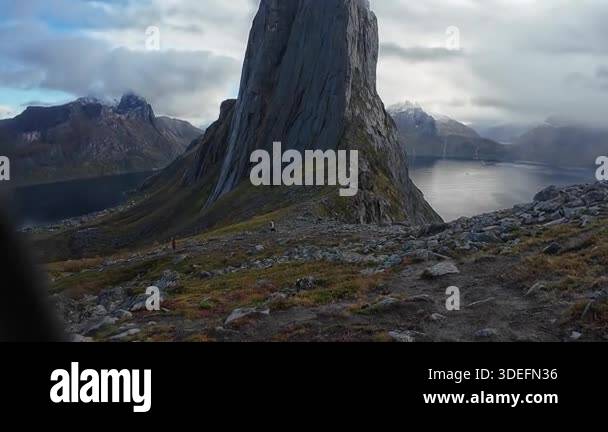 Breathtaking view of the fjord and Segla Mountain on the island of ...