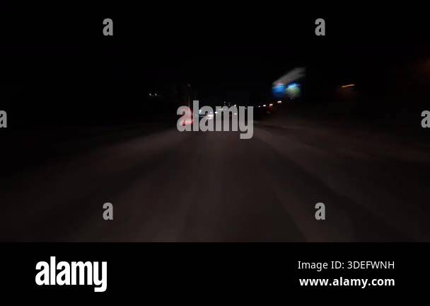 Night city drive hyperlapse with motion blur and light trails, filmed ...