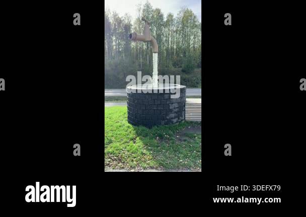 A water feature that creates an optical illusion of a levitating or ...