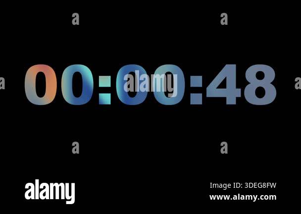 Countdown timer one minute digital display numbers screen modern ...