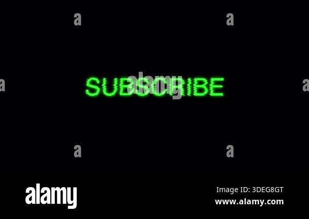 Subscribe glitch retro digital screen call to action button for video ...