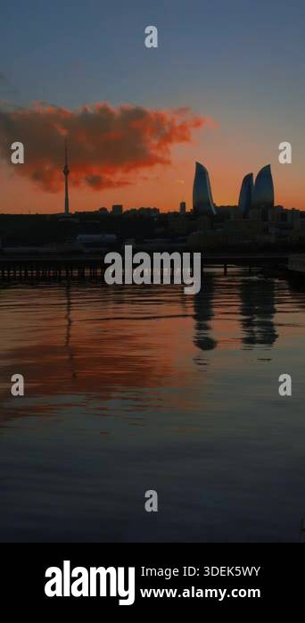 Golden hour or sunset moment in Baku city, Azerbaijan Stock Video ...