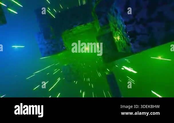 Abstract futuristic cube corridor. Seamless loopable tunnel with ...