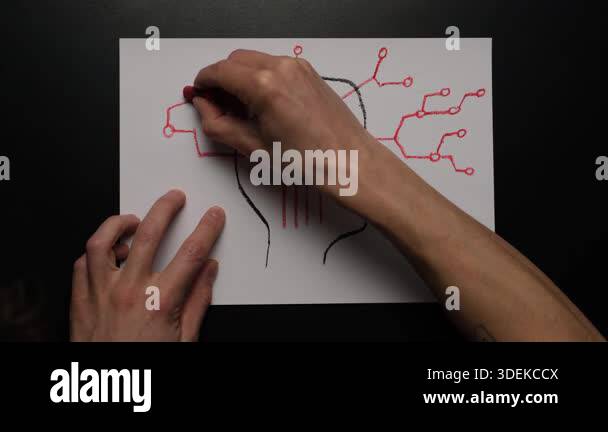 Hand drawn human with AI network connections, artificial intelligence ...