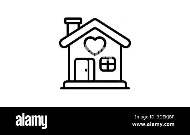 Love home animated icon symbol, lovely, valentine, family and home ...