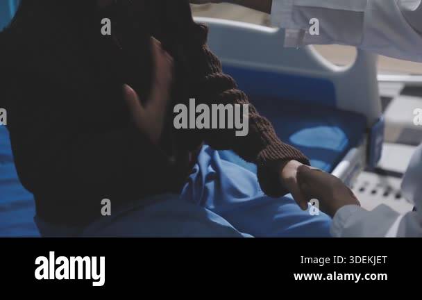 Doctor using a stethoscope checking patient with examining, presenting ...