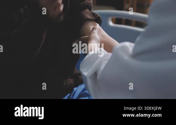 Doctor using a stethoscope checking patient with examining, presenting ...