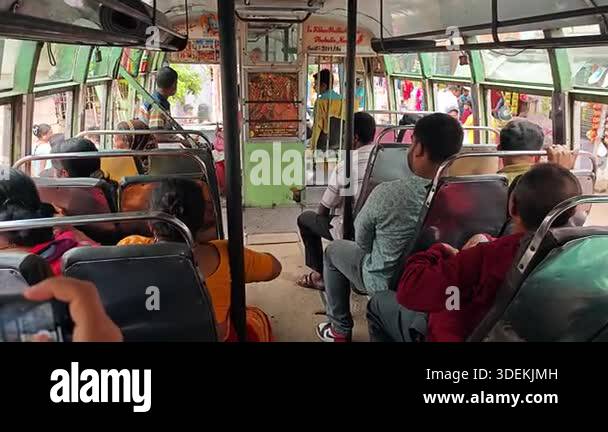 A view of people inside a bus in India Stock Video Footage - Alamy