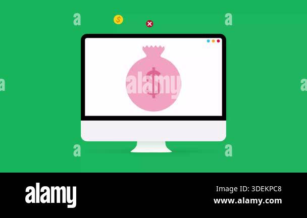 Increasing and high debt on the computer screen in red with floating ...