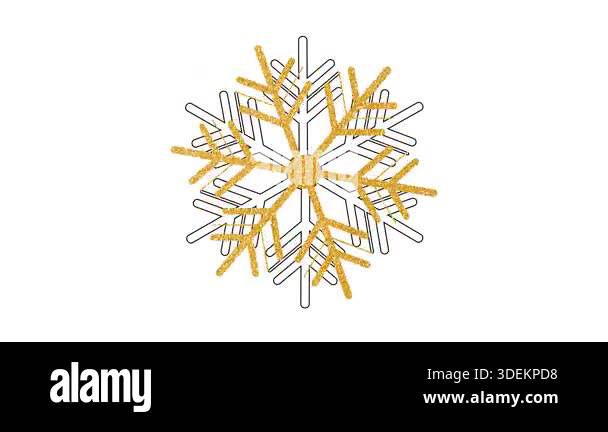 Christmas snowflake rotating on the white backdrop in glittering colors ...