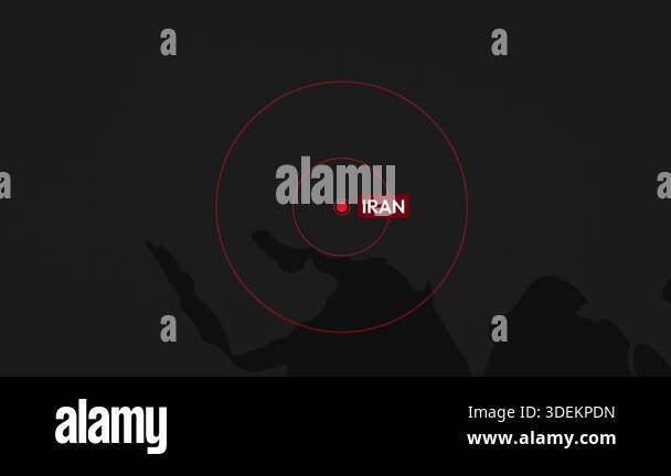 Breaking news and earthquake concept blinking dot on the Iran with ...