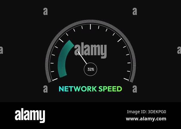 Internet and Network speed measurement showing on the speedometer with ...