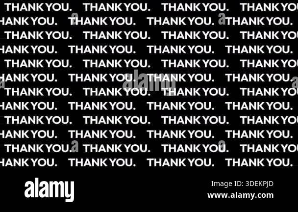 Thank you message scrolling through the black screen 4k animation ...